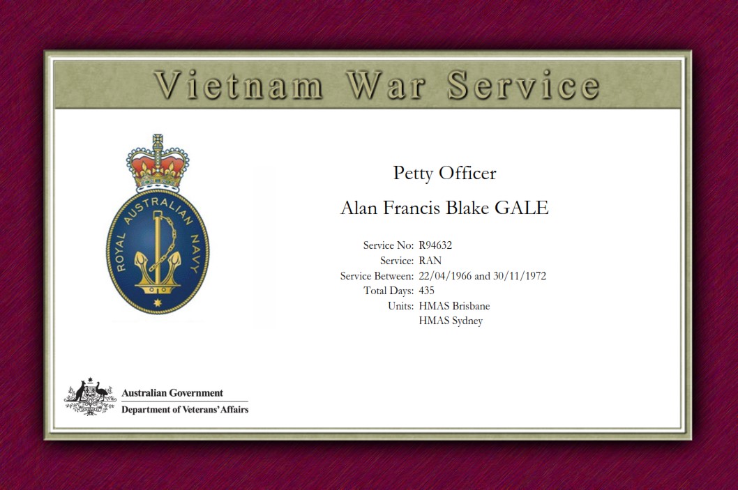 Alan Francis Blake GALE – Australian Police