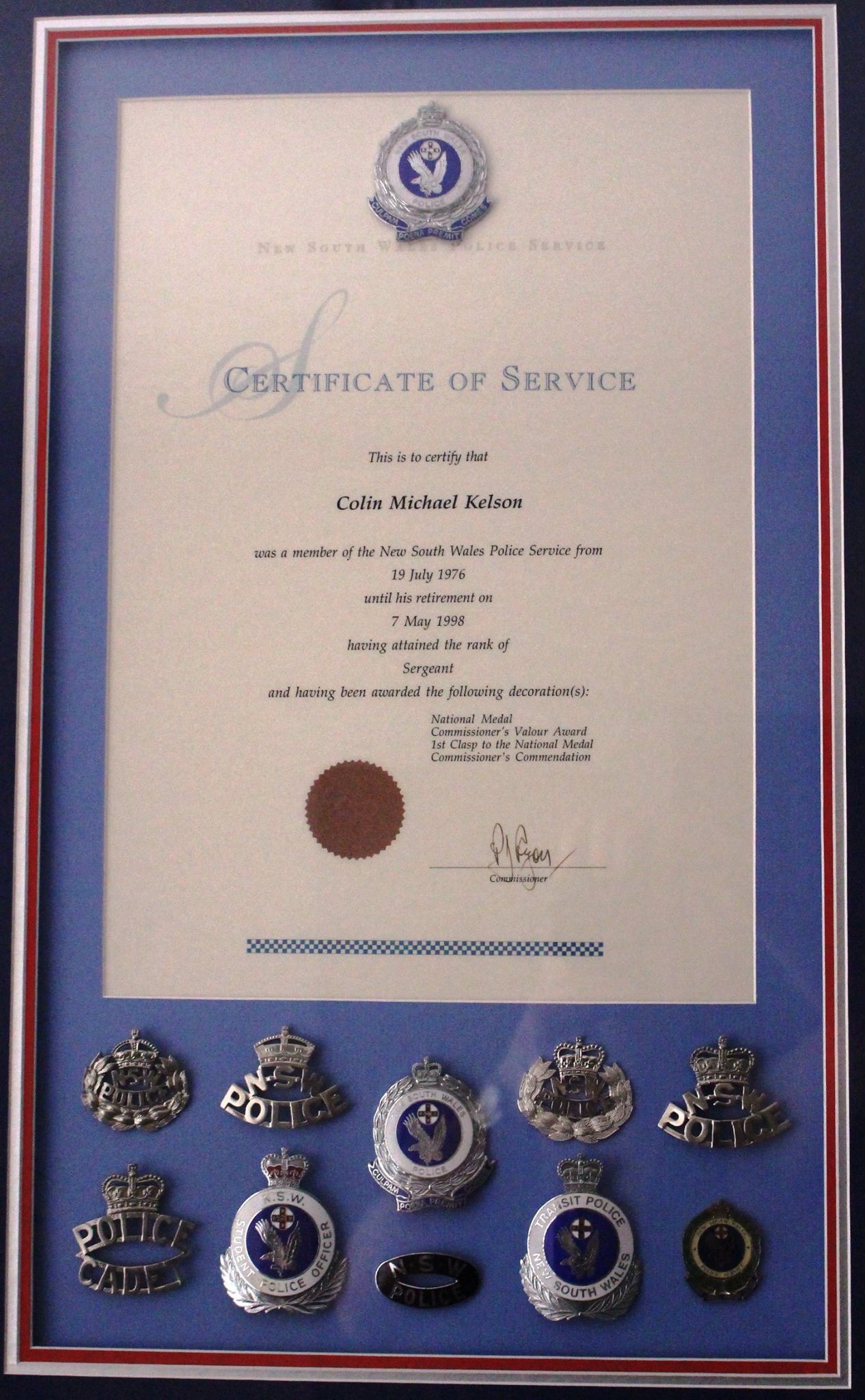 Colin Michael KELSON – Australian Police