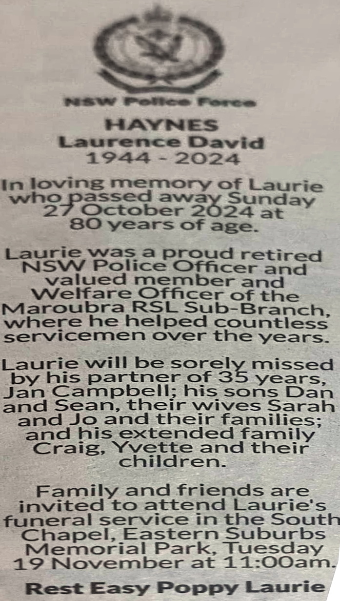 Laurence David HAYNES – Australian Police