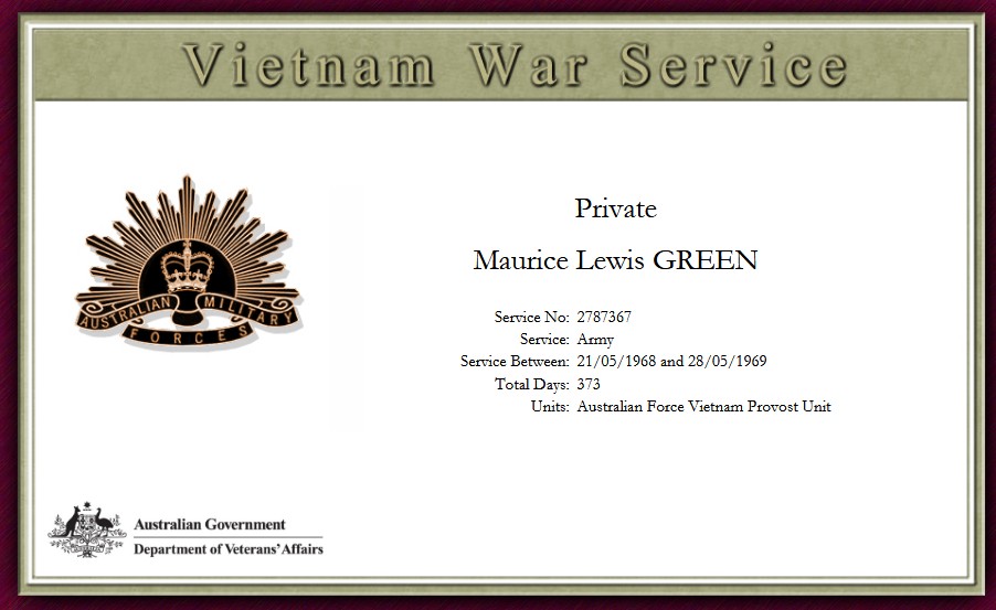 Maurice Lewis GREEN – Australian Police